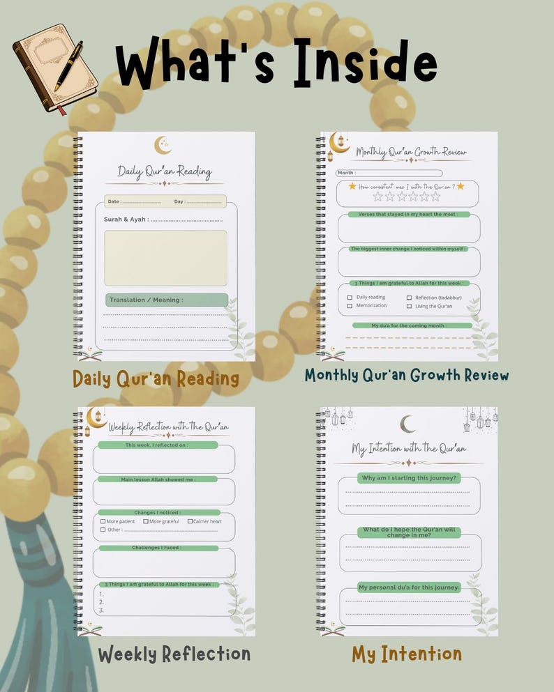 Quran Reflection Journal | Daily Islamic Growth, Ramadan Planner (PDF ...