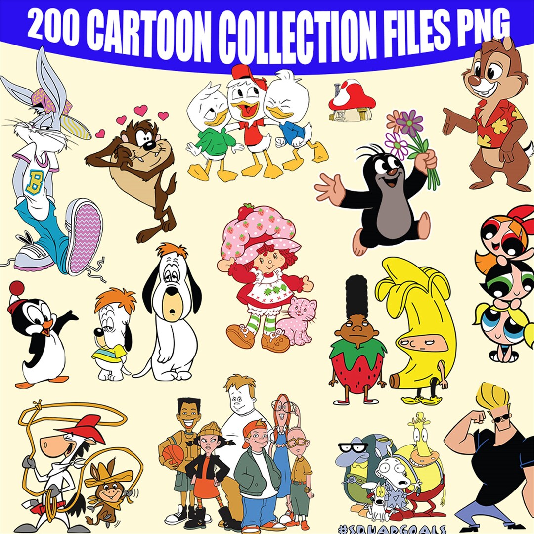 200+ Amusing, Cartoon SVG/PNG Files, Vintage Cartoon Clipart Set ...
