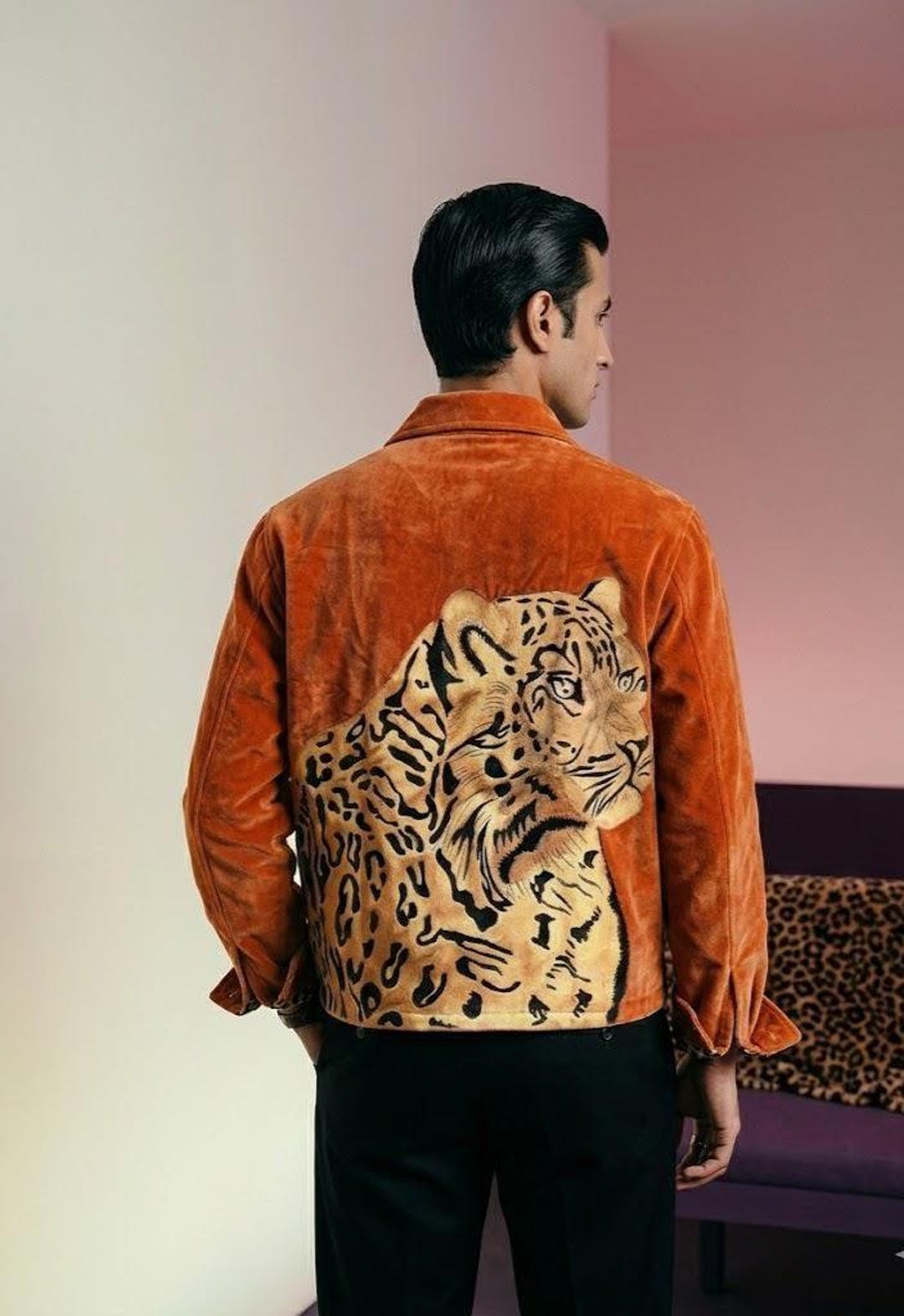 Handmade Velvet Western Jacket - Tiger Art, Vintage Cowboy Biker Style ...