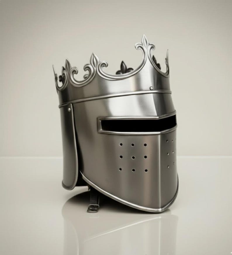 Medieval Knight King Crown Helmet Handcrafted Steel Armor Display ...