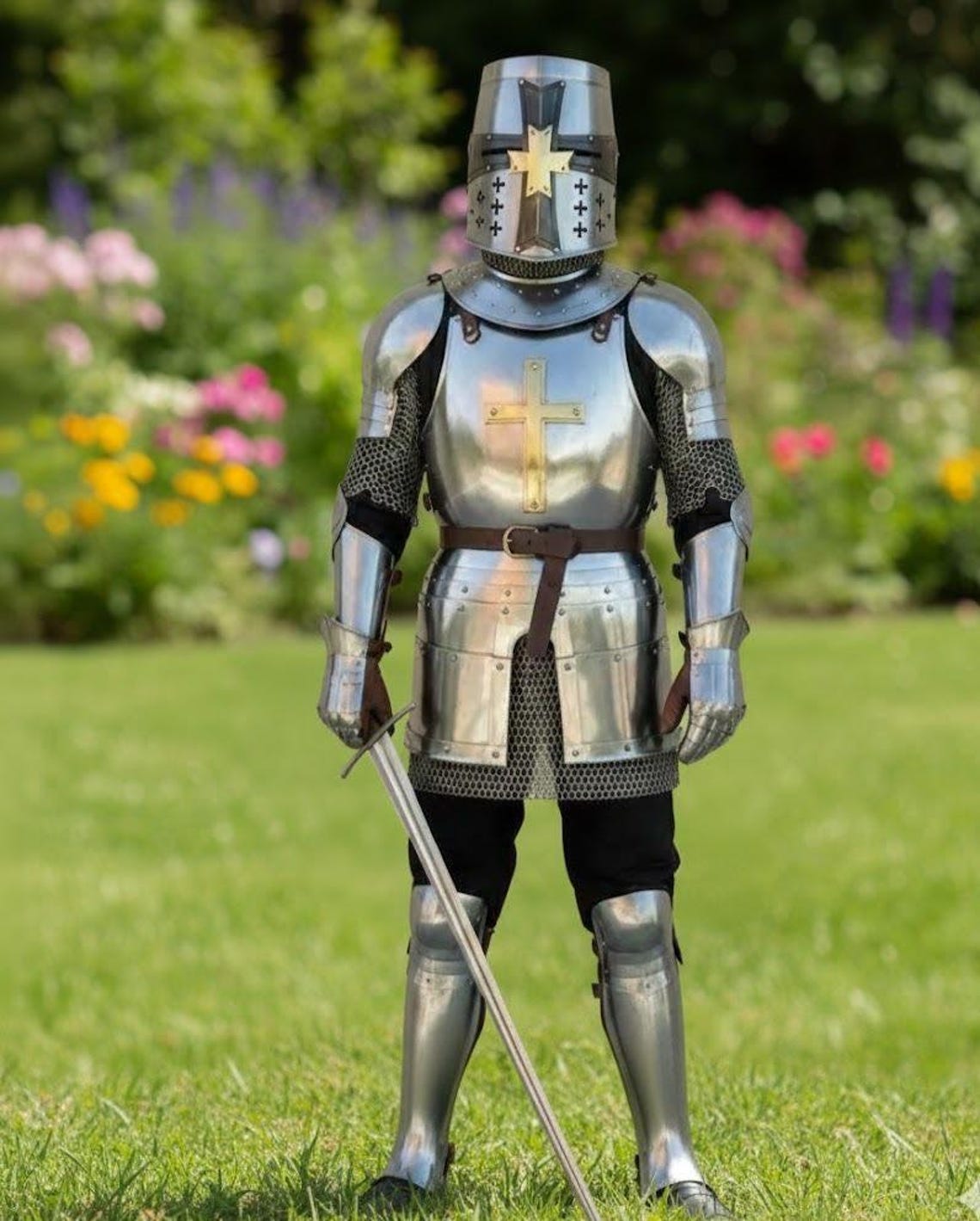 Templar Knight Handmade Medieval Steel Armor for LARP, Renaissance ...
