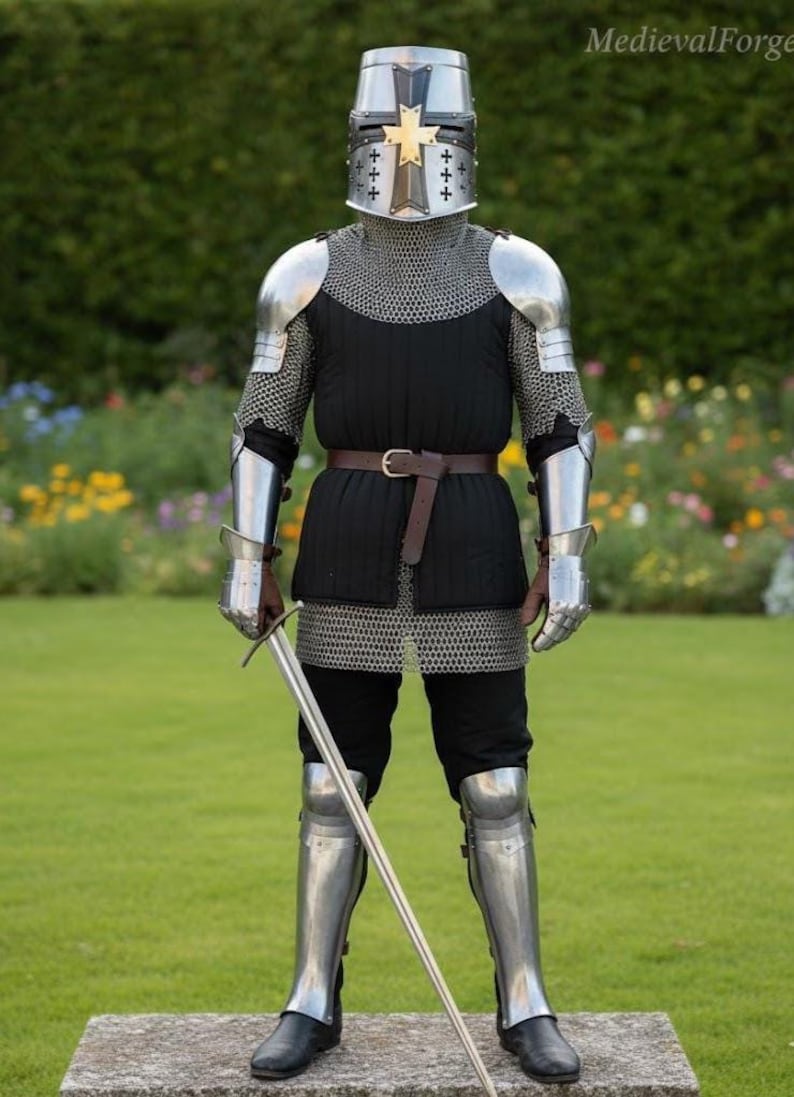 Templar Knight Handmade Medieval Steel Armor for LARP, Renaissance ...
