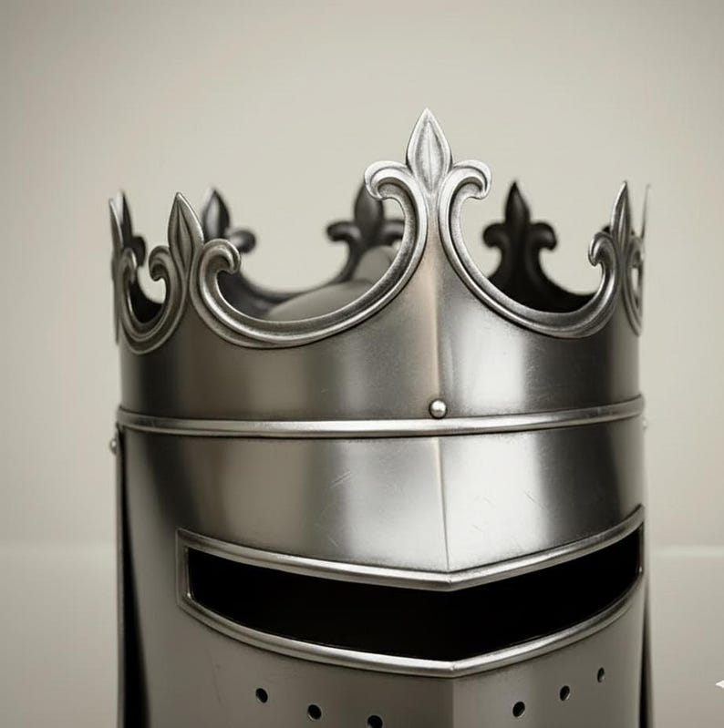 Medieval Knight King Crown Helmet Handcrafted Steel Armor Display ...