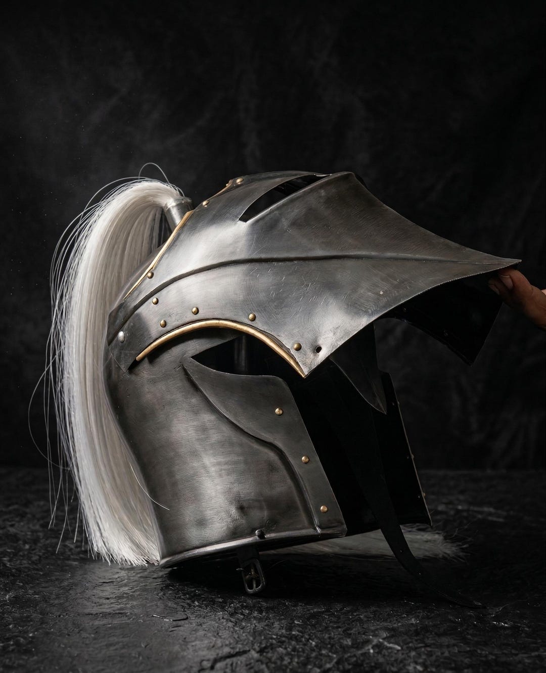 Medieval Knight Helmet With Plume | LARP Cosplay Headpiece ...