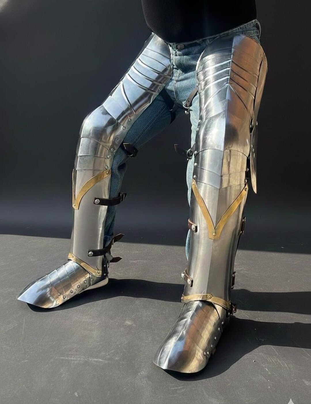 Medieval Full Leg Armor Steel Greaves Knight Thigh & Shin Armor ...