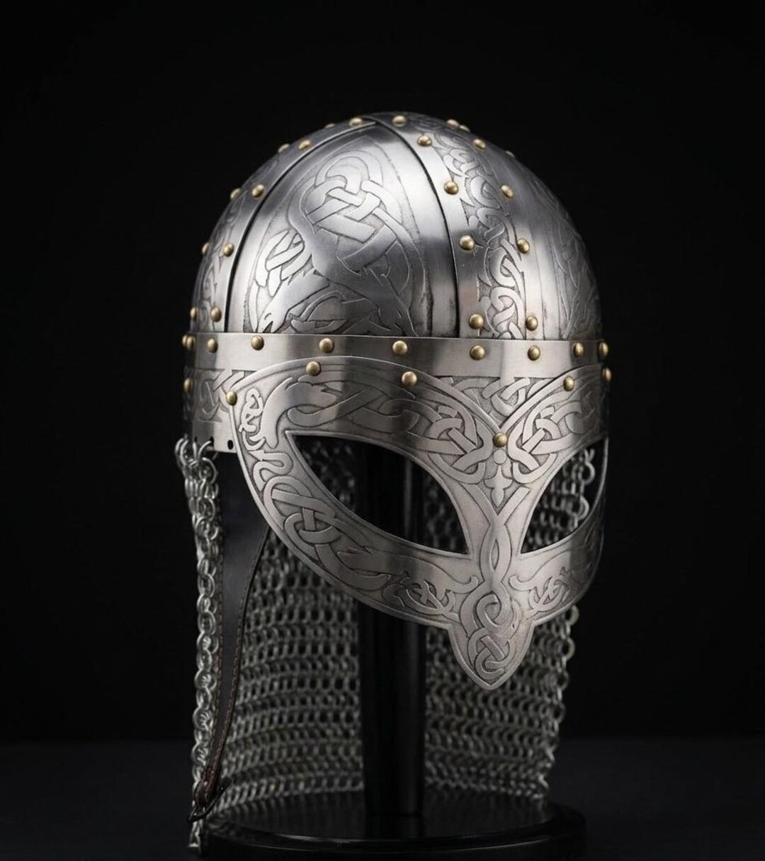 Medieval Engraved Handmade Helmet With Chainmail Renaissance Fair ...