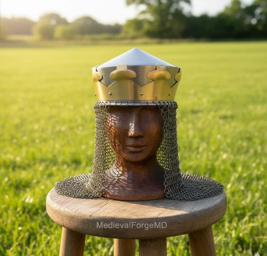 Medieval Crown With Chainmail Knight Helmet | Festival Costume ...