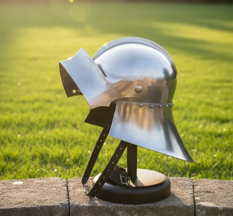 Handmade Gothic Sallet Helmet | Medieval Steel Armor Helmet | LARP ...