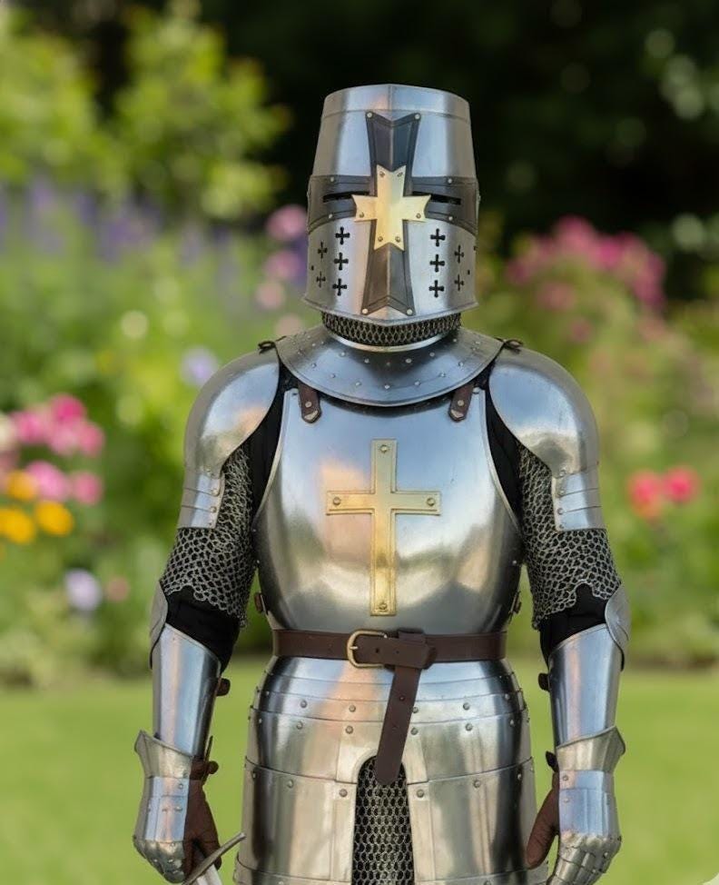 Templar Knight Handmade Medieval Steel Armor for LARP, Renaissance ...