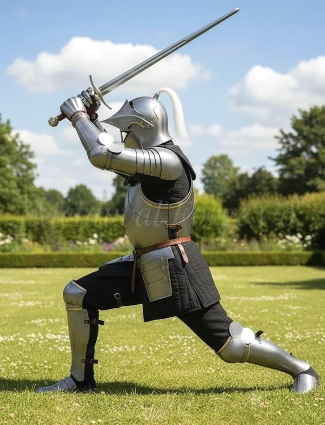 Medieval Knight With Plume Helmet Handmade Steel Armor LARP & Cosplay ...