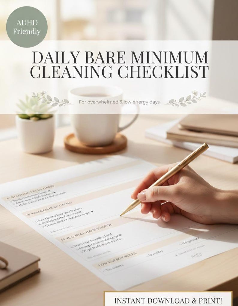 Daily Cleaning Checklist Printable | Minimalist Home Reset (PDF ...