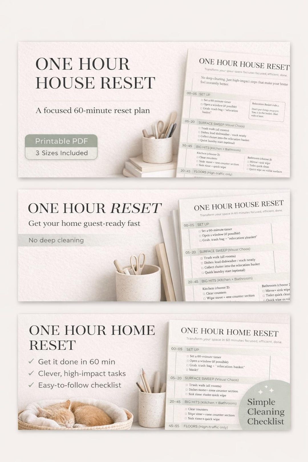 One Hour Home Reset Checklist | Bare Minimum Cleaning Checklist ...