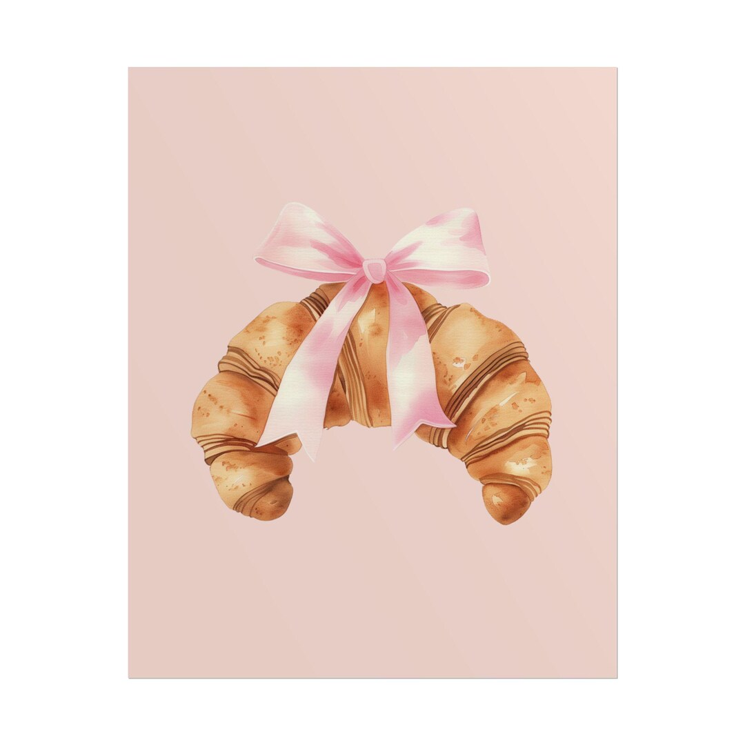 Pink Bow Croissant Poster | Rolled Poster - Etsy