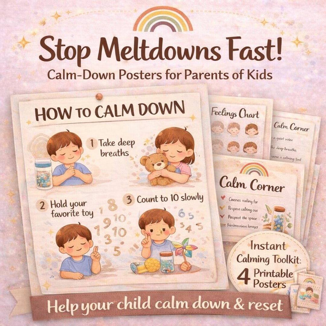 Printable Calm Down Posters for Kids – Emotion Regulation, Calm Corner ...