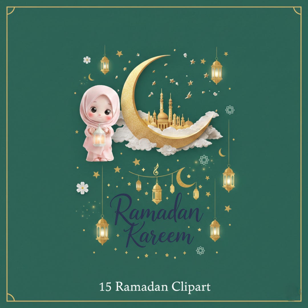 Cute Ramadan Prayer Clipart PNG, Muslim Kid Making Dua, Crescent Moon ...