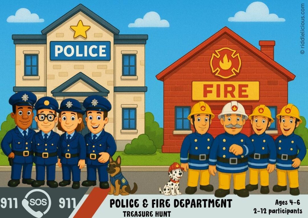 Police & Firefighter Scavenger Hunt for Kids 4-12 Printable Treasure ...