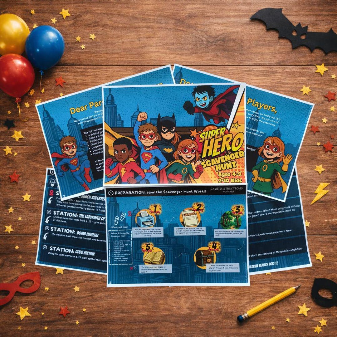 Superhero Scavenger Hunt – Kids Birthday Party Game (instant Download ...