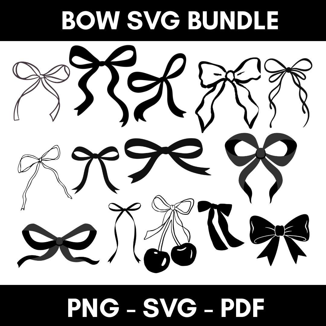 Black Bow SVG Bundle | Coquette Ribbon Clipart, Cricut Cut Files ...