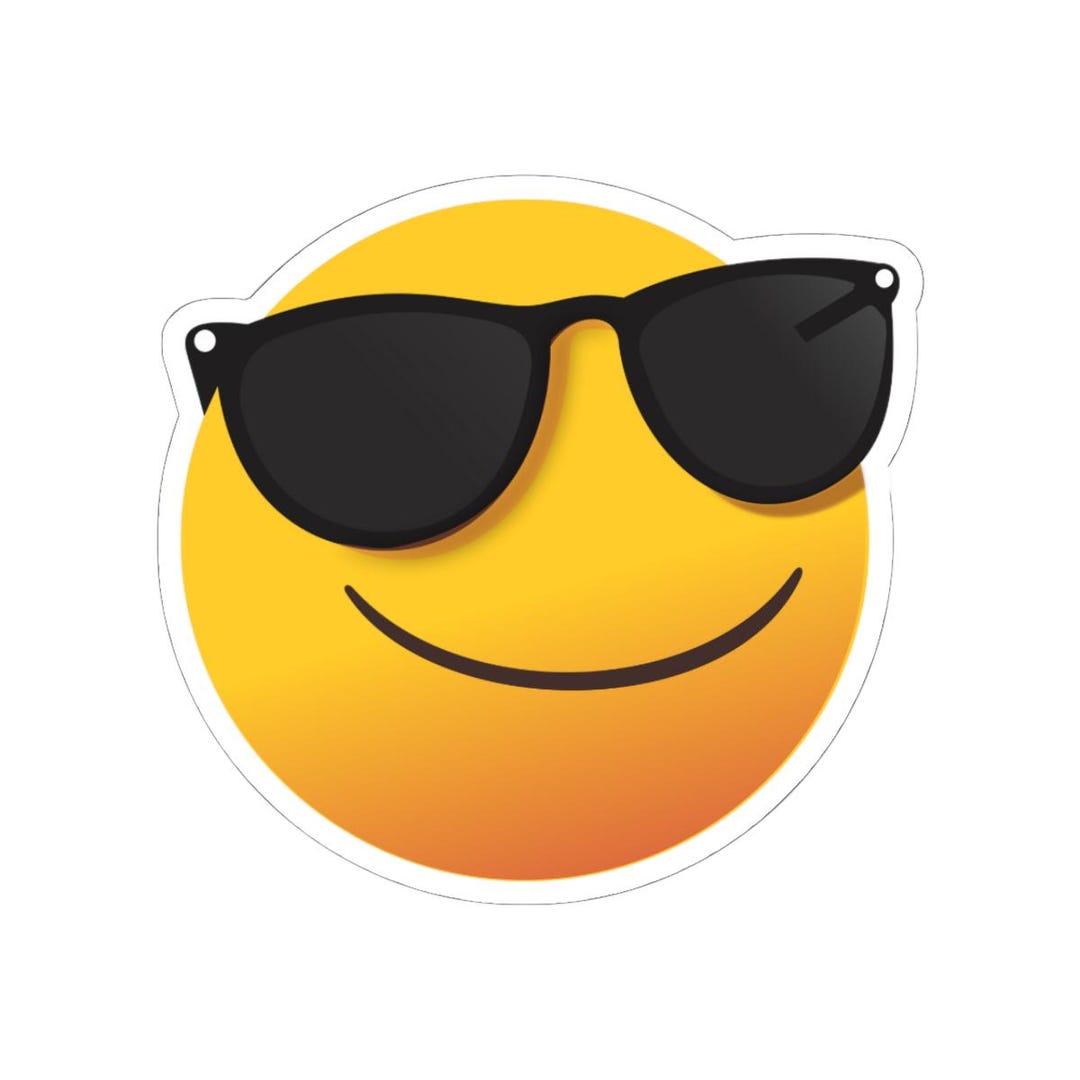 Smiling Sunglasses Emoji Sticker | Kiss-cut Sticker - Etsy