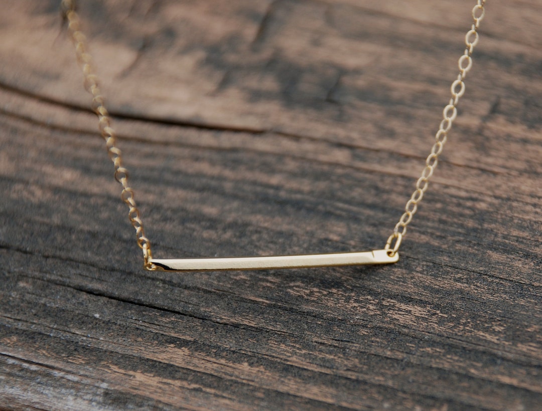Gold Bar Necklace 14K Gold Filled Chain Dainty Jewelry - Etsy