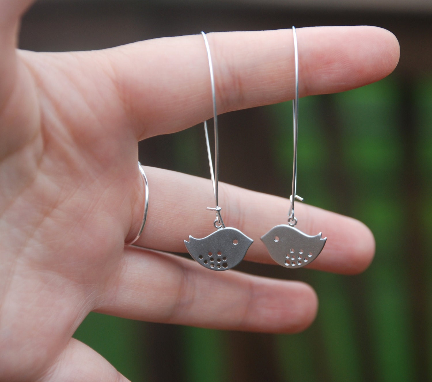 Love Birds Long Loop Earrings silver - Etsy