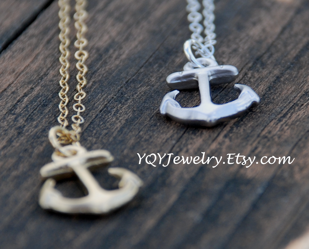 Small Silver Anchor Necklace Sterling Silver Chain Summer - Etsy