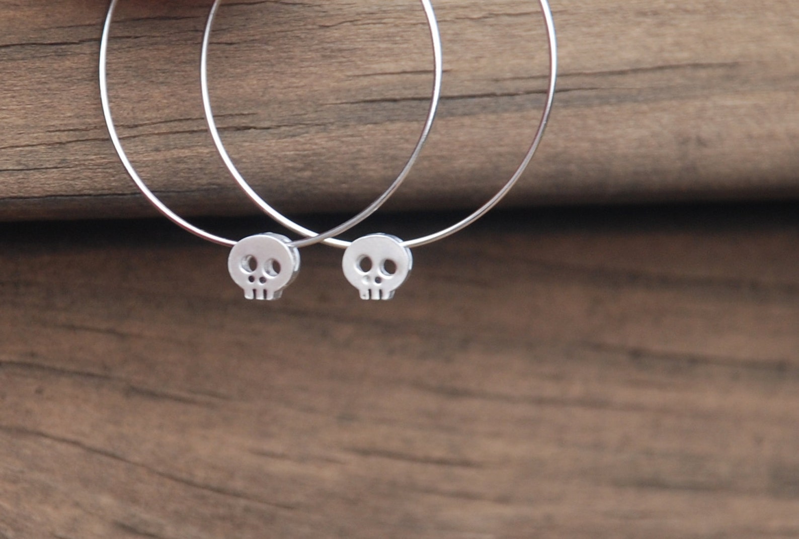 Gold, Tiny Skull Hoop Earrings, Skull Earrings, Hoop Earrings, Unique ...