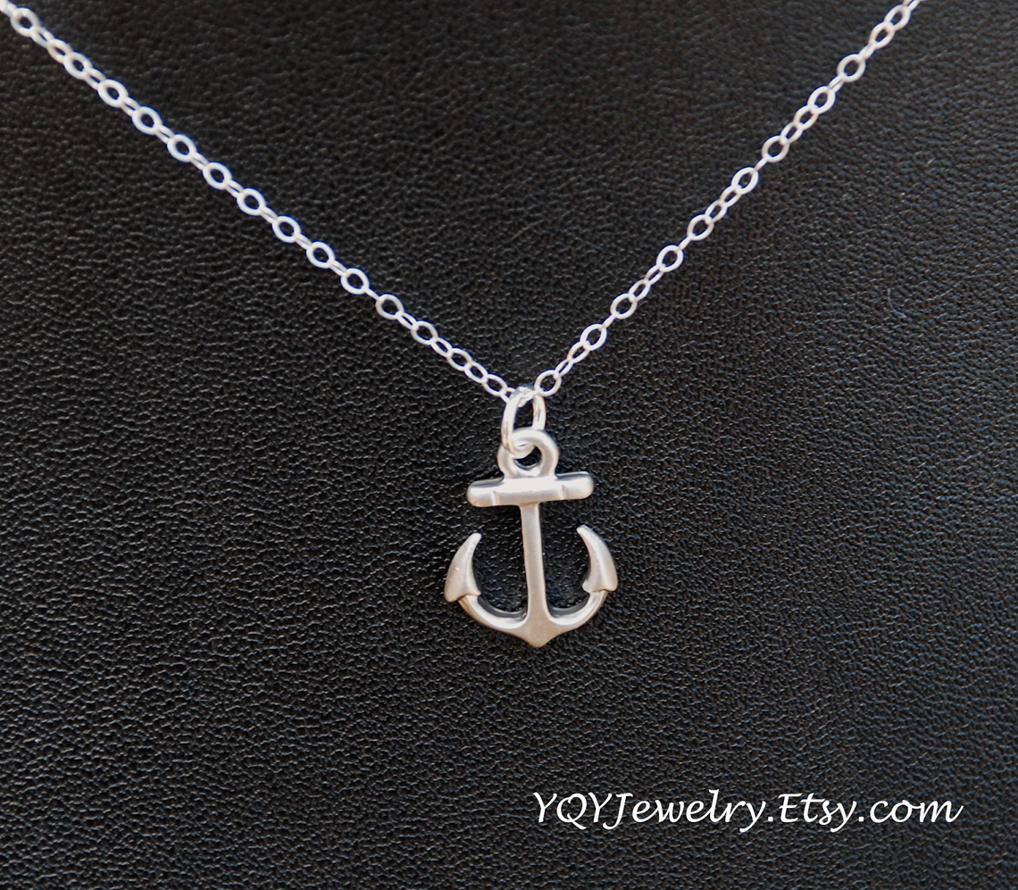 Small Silver Anchor Necklace Sterling Silver Chain Summer - Etsy