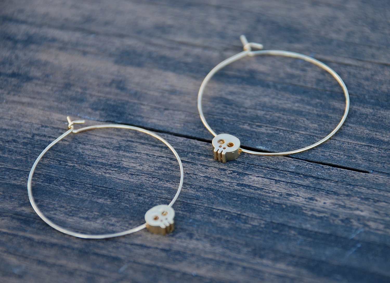 Gold, Tiny Skull Hoop Earrings, Skull Earrings, Hoop Earrings, Unique ...