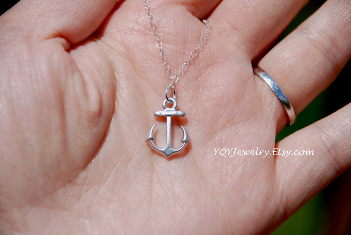 Small Silver Anchor Necklace Sterling Silver Chain Summer - Etsy