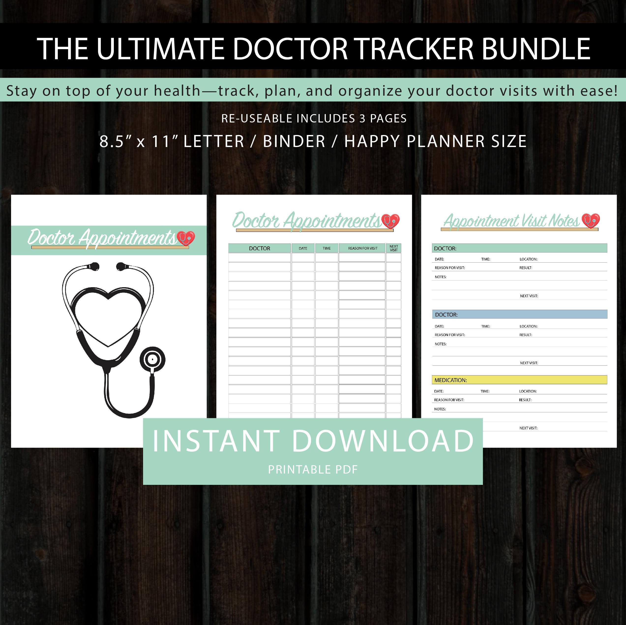 Doctor Appointment Tracker | Medical Visit Log | Printable Health ...