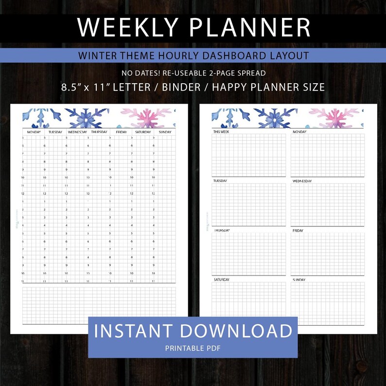 Undated Weekly Planner Printable | Snowflake Theme | 8.5" X 11" PDF ...