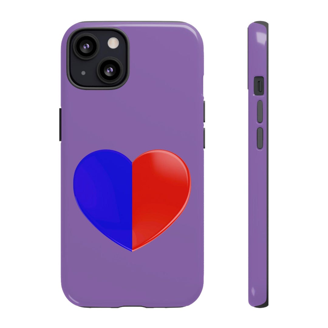 Half Blue Half Red Heart Phone Case | Tough Case - Etsy