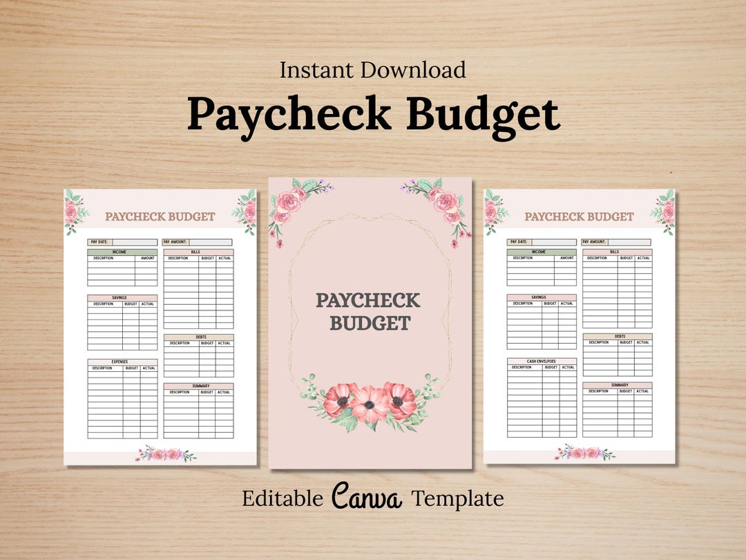 Editable Paycheck Budget Template, Paycheck Budget Printable, Money ...
