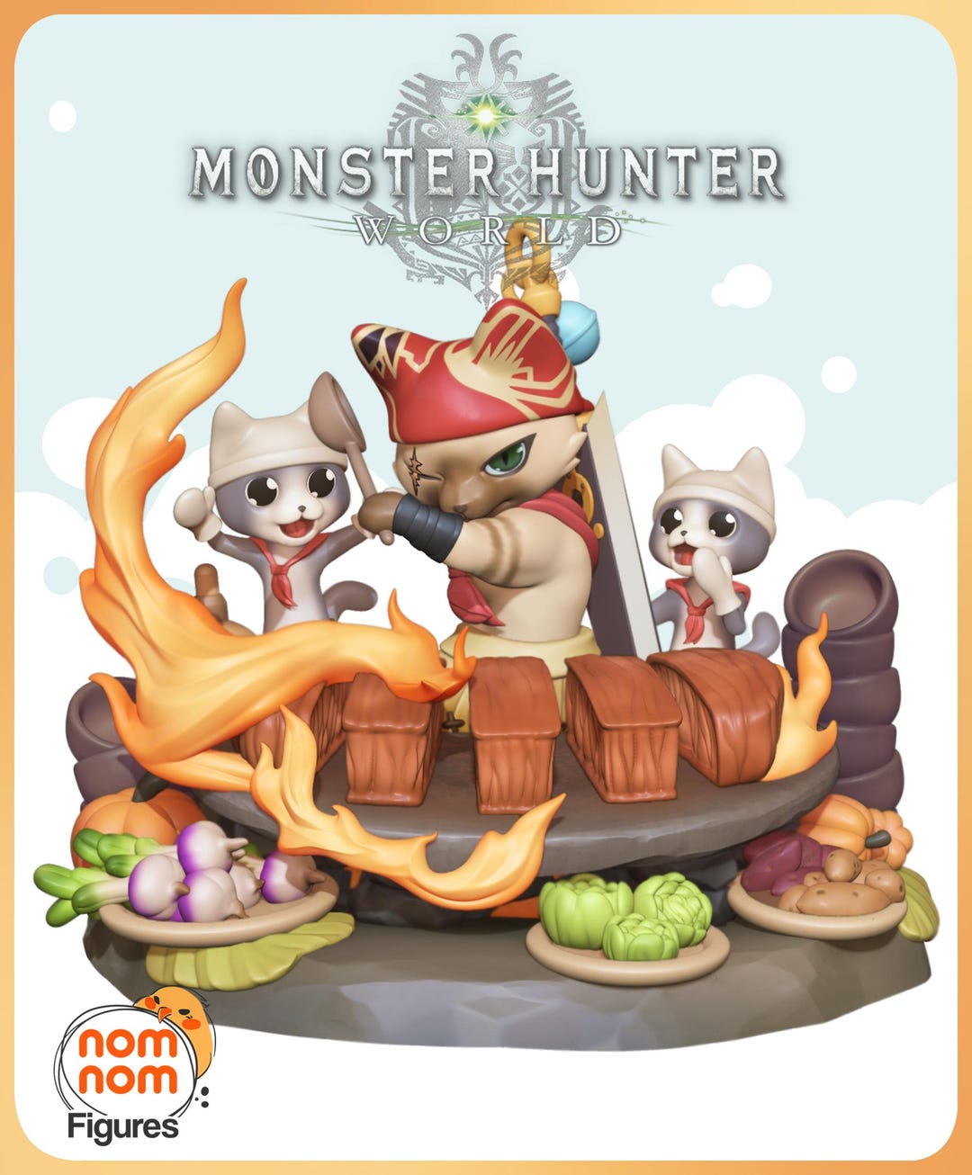 Monster Hunter – Chibi Meowscular Chef | Muscle Cat Gourmet STL Statue ...