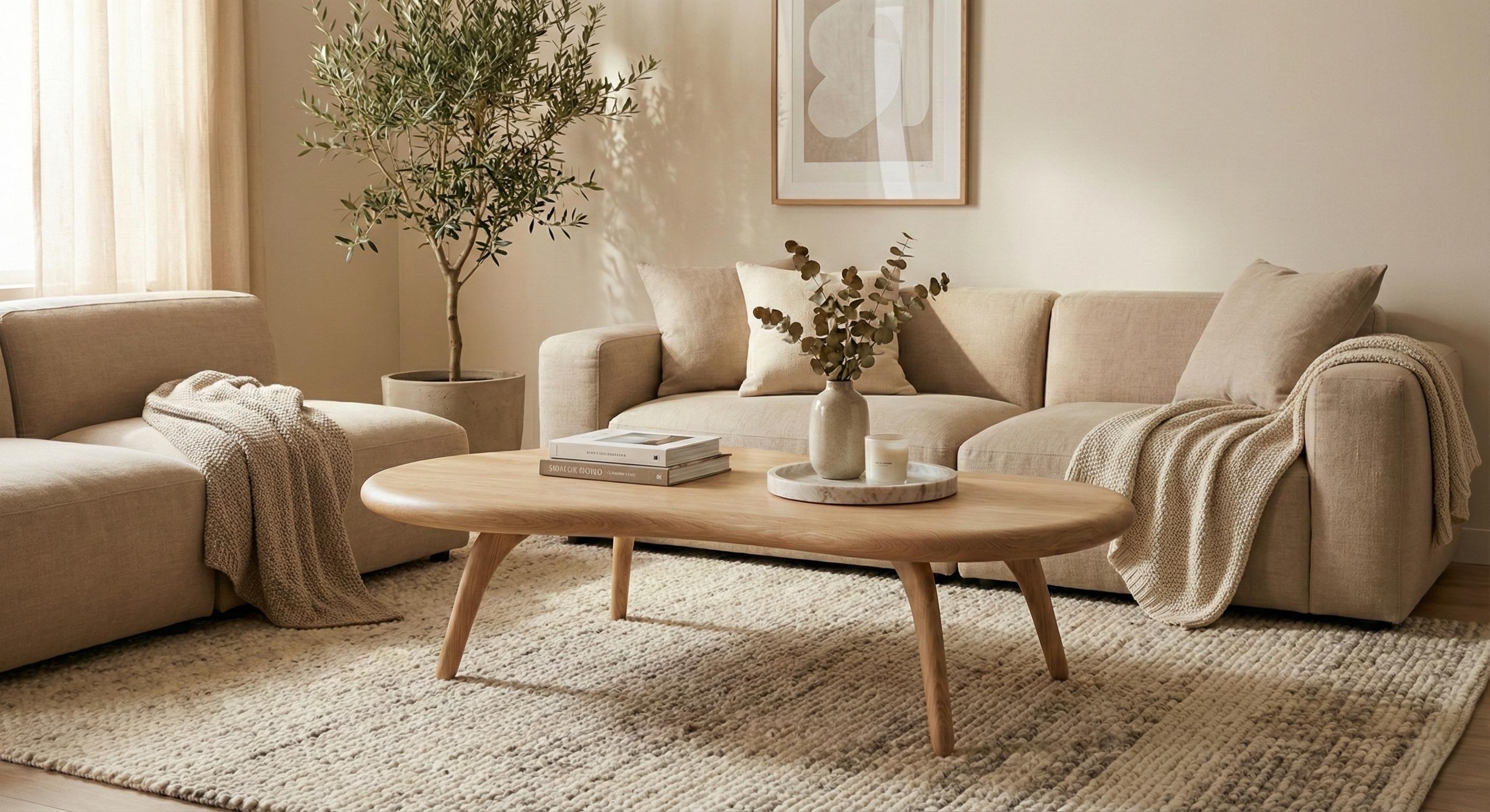 Asymmetric Solid Oak Coffee Table – Handmade Minimalist Table - Etsy
