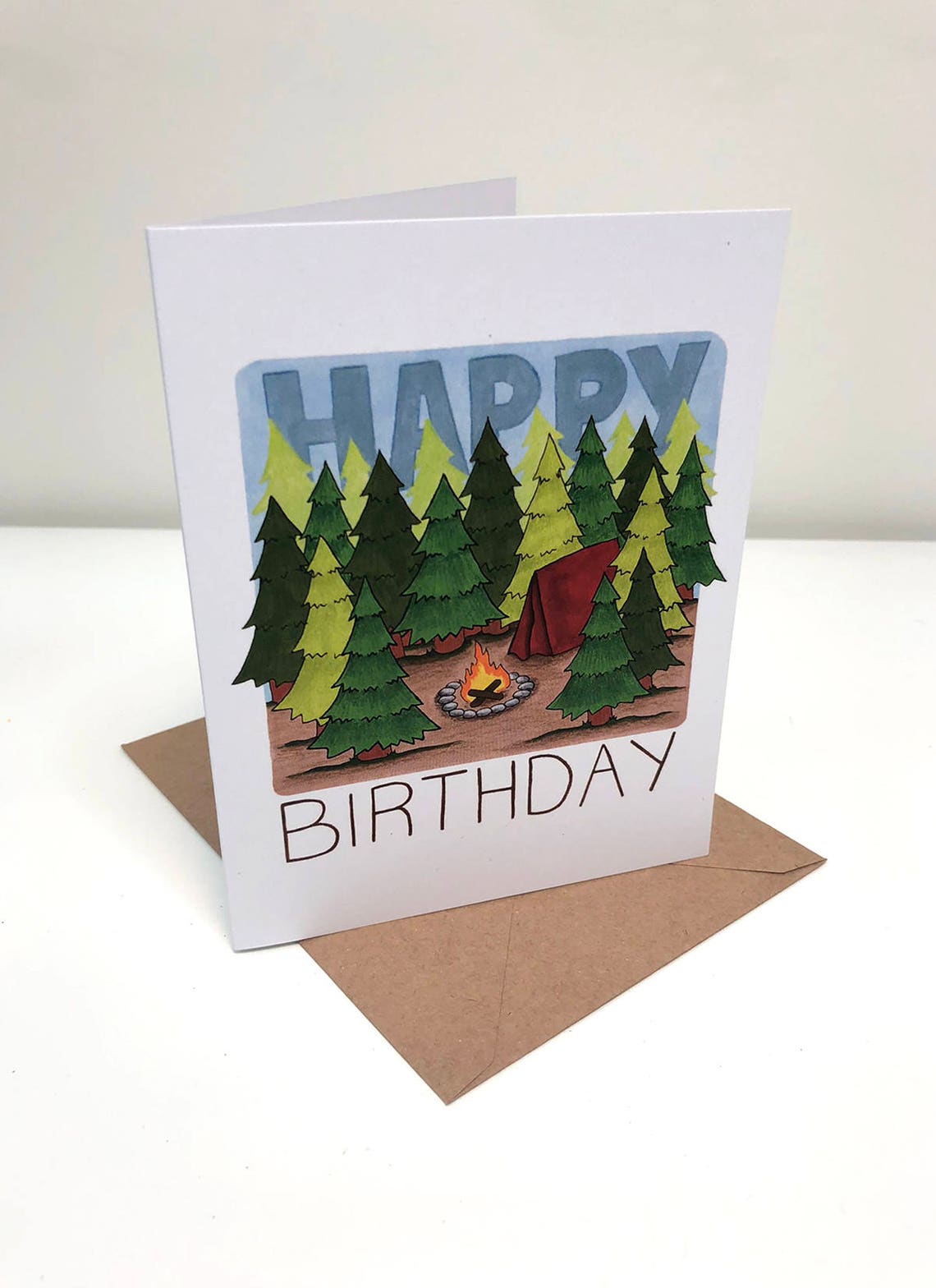 Happy Birthday Camping Greeting Card - Etsy