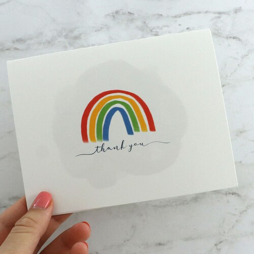 Rainbow Thank You Card/ Watercolor Card/ - Etsy