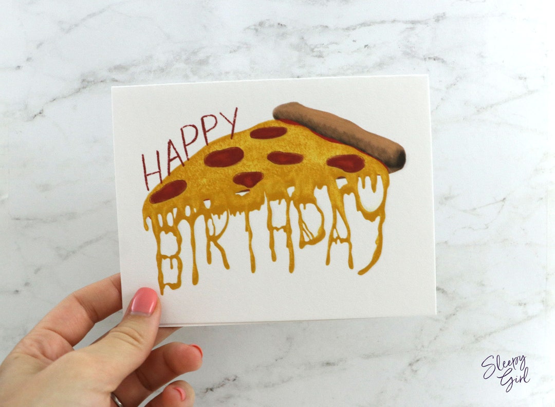 Happy Birthday Pizza Greeting Card - Etsy