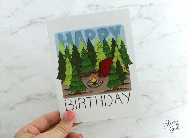 Happy Birthday Camping Greeting Card - Etsy