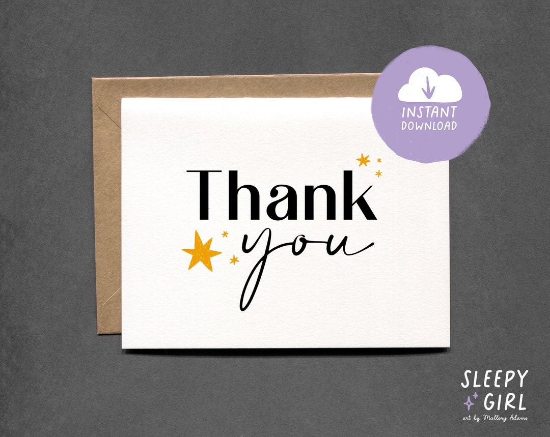 Printable Thank You Card, Instant Download Thank You Sparkle, Sparkly ...