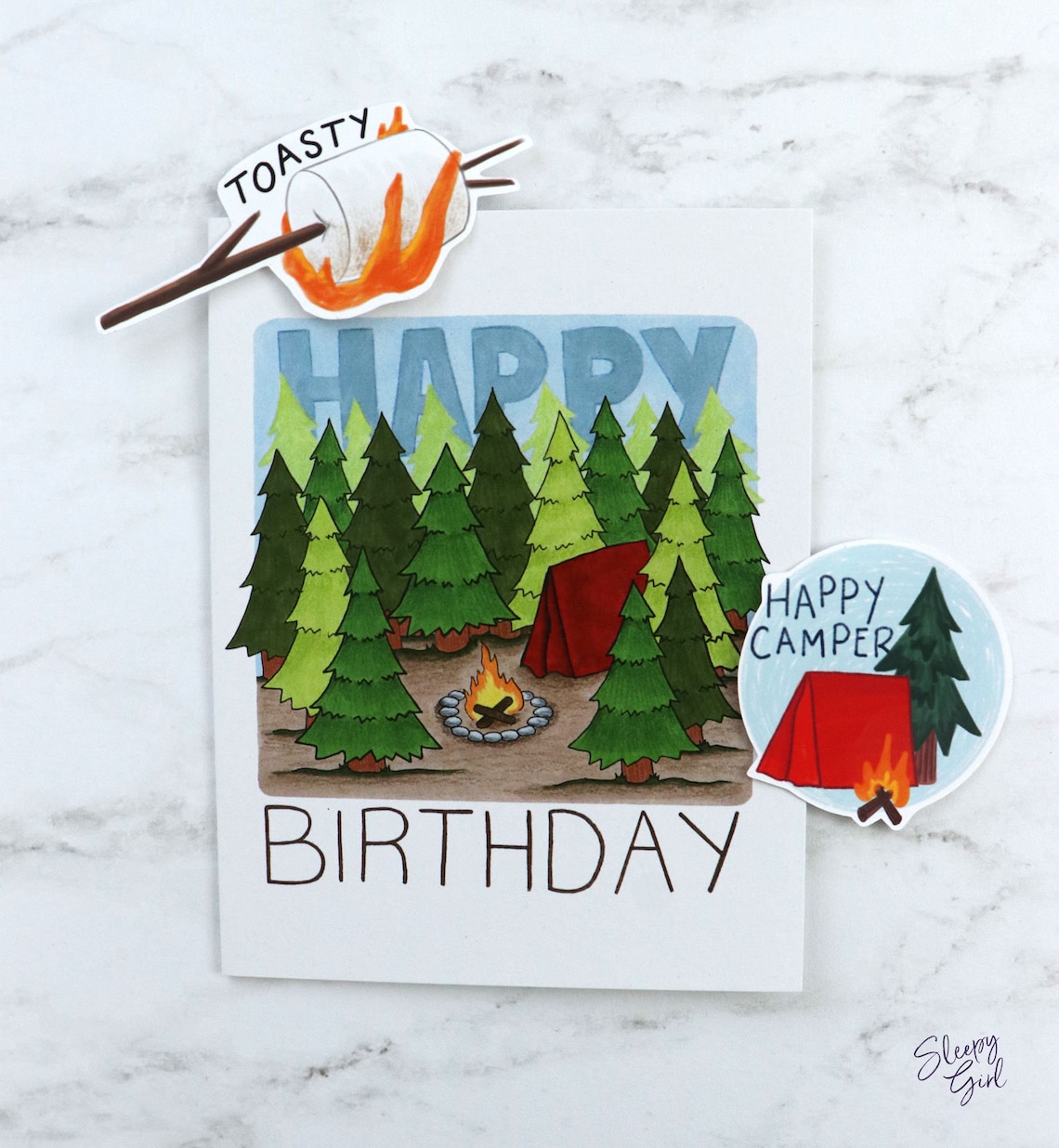 Happy Birthday Camping Greeting Card - Etsy