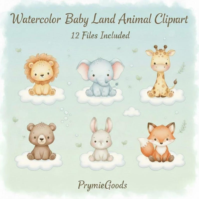 Watercolor Baby Animals Clipart – Jungle Nursery PNG (digital Download ...