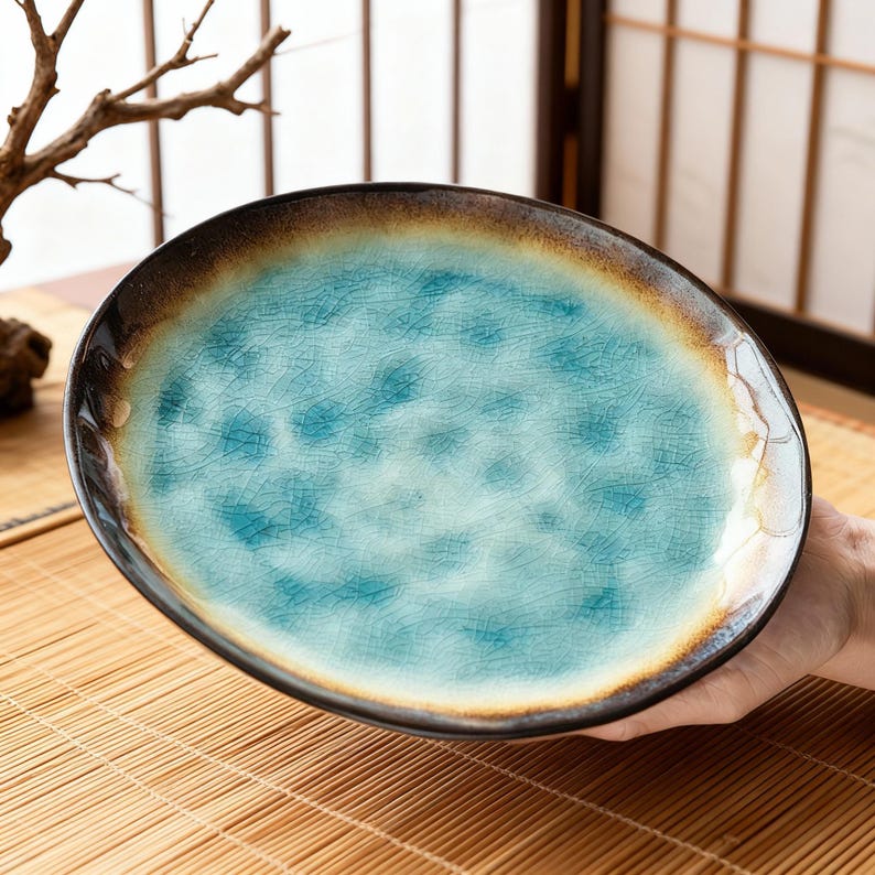 Handmade Ceramic Plate 2026, Ice Crackle Glaze Salad Plate, Japanese ...