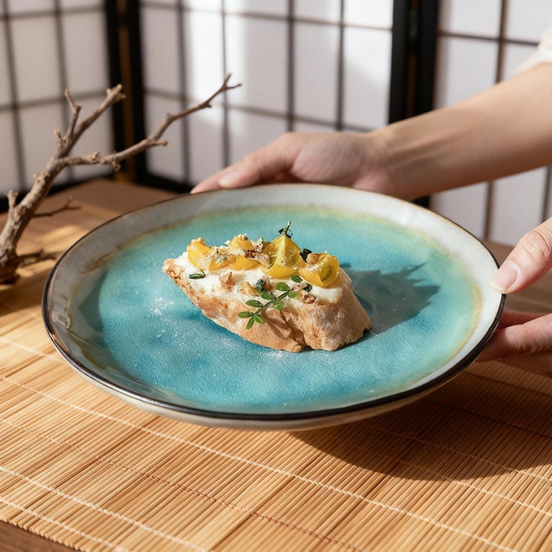 Handmade Ceramic Plate 2026, Ice Crackle Glaze Salad Plate, Japanese ...