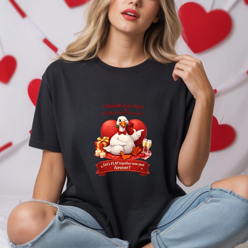 I Waddle Love You Shirt – Funny Goose Valentine T-shirt, - Etsy