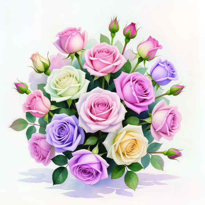 20 Flower Clipart, Paper Crafts, High Quality Jpgs, Printable Flower ...