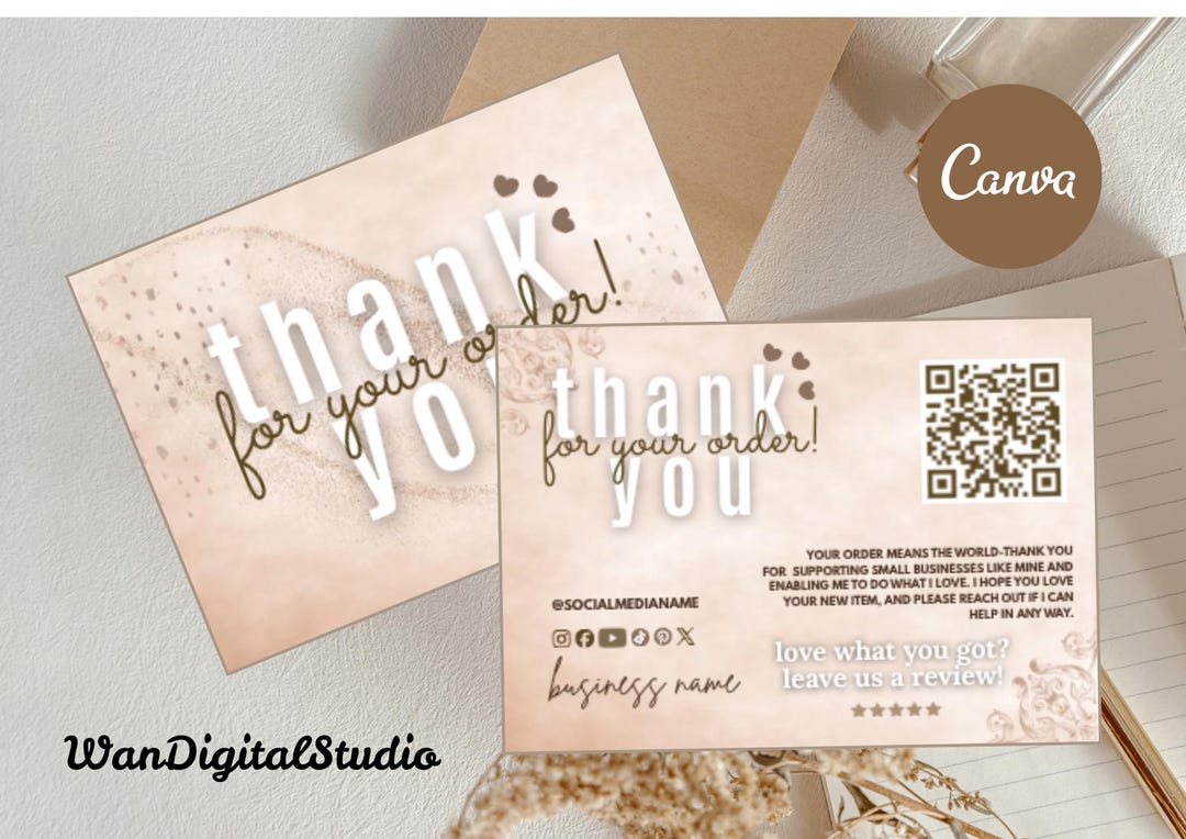 Editable Thank You Card Template - Minimalist Business Insert (PDF ...