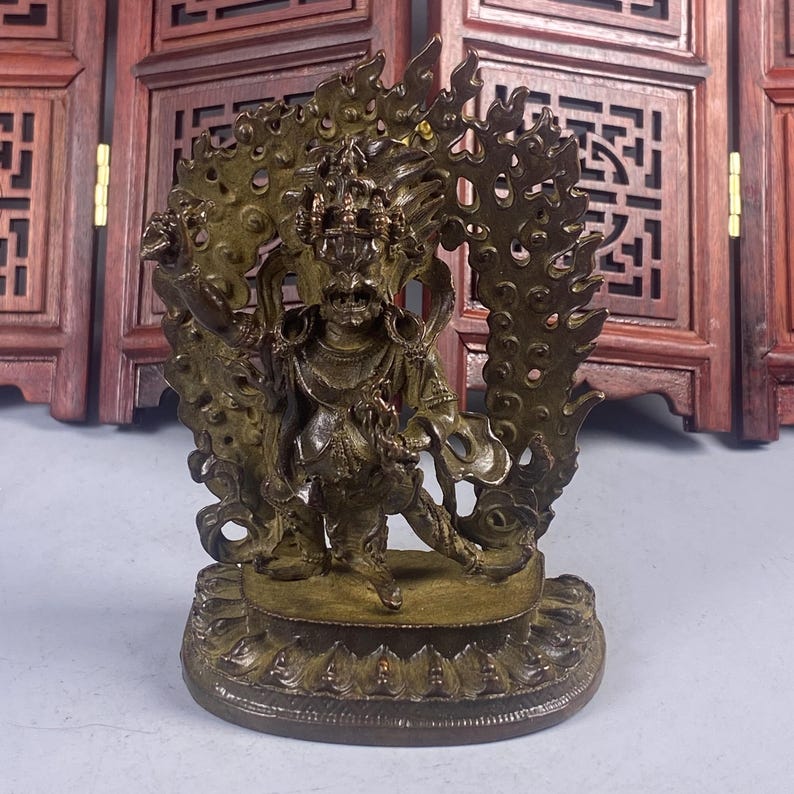 Hand-carved Vajrapani Guardian Deity Statue Amulet of Tibetan Buddhism ...