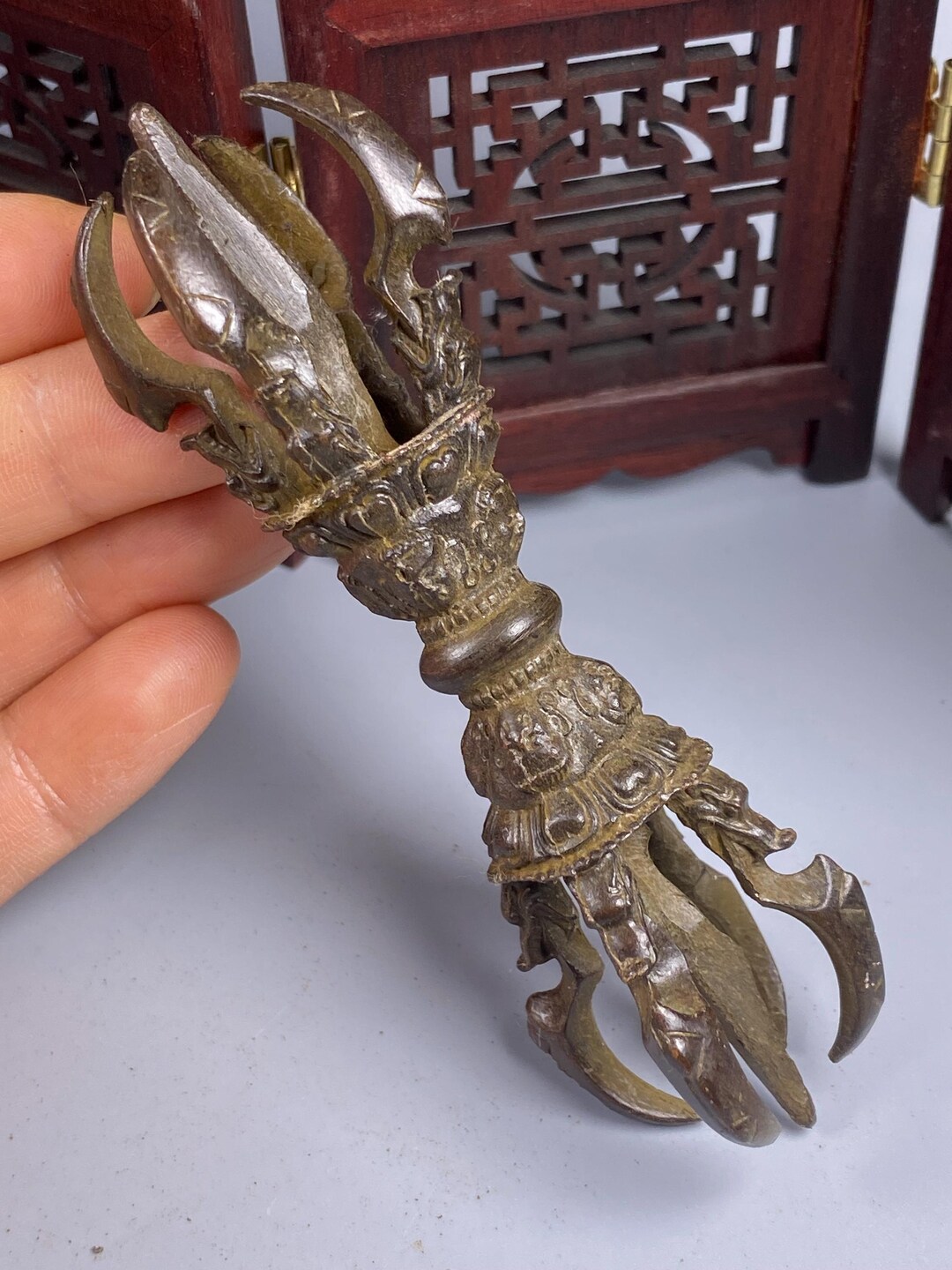 Rare Hand-carved Solid Copper Vajra Tibetan Buddhist Ritual Instrument ...